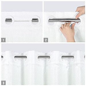 MitoVilla No Hooks Needed Teal Ombre Shower Curtain with Snap-in Liner, Turquoise Modern Waffle Weave Heavy Duty Fabric Cloth Shower Curtain for Luxury Neutral Hotel Spa Bathroom Decor, 72 x 74