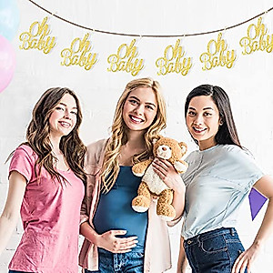 10 Pieces Baby Shower Cutout, Baby Table Centerpiece, Glitter Gender Reveal Party Decoration, Baby Shower Table Decoration with Rope for Home Birthday Party, Kids' Party Decoration (Gold)