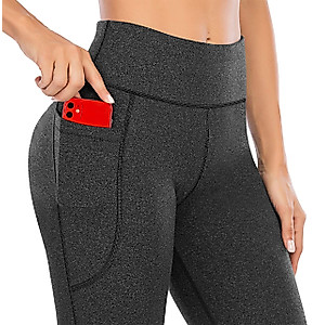 Heathyoga Women's Yoga Pants with Pockets for Women Bootcut Wide Leg Pants for Women High Waisted Workout Pants Charcoal