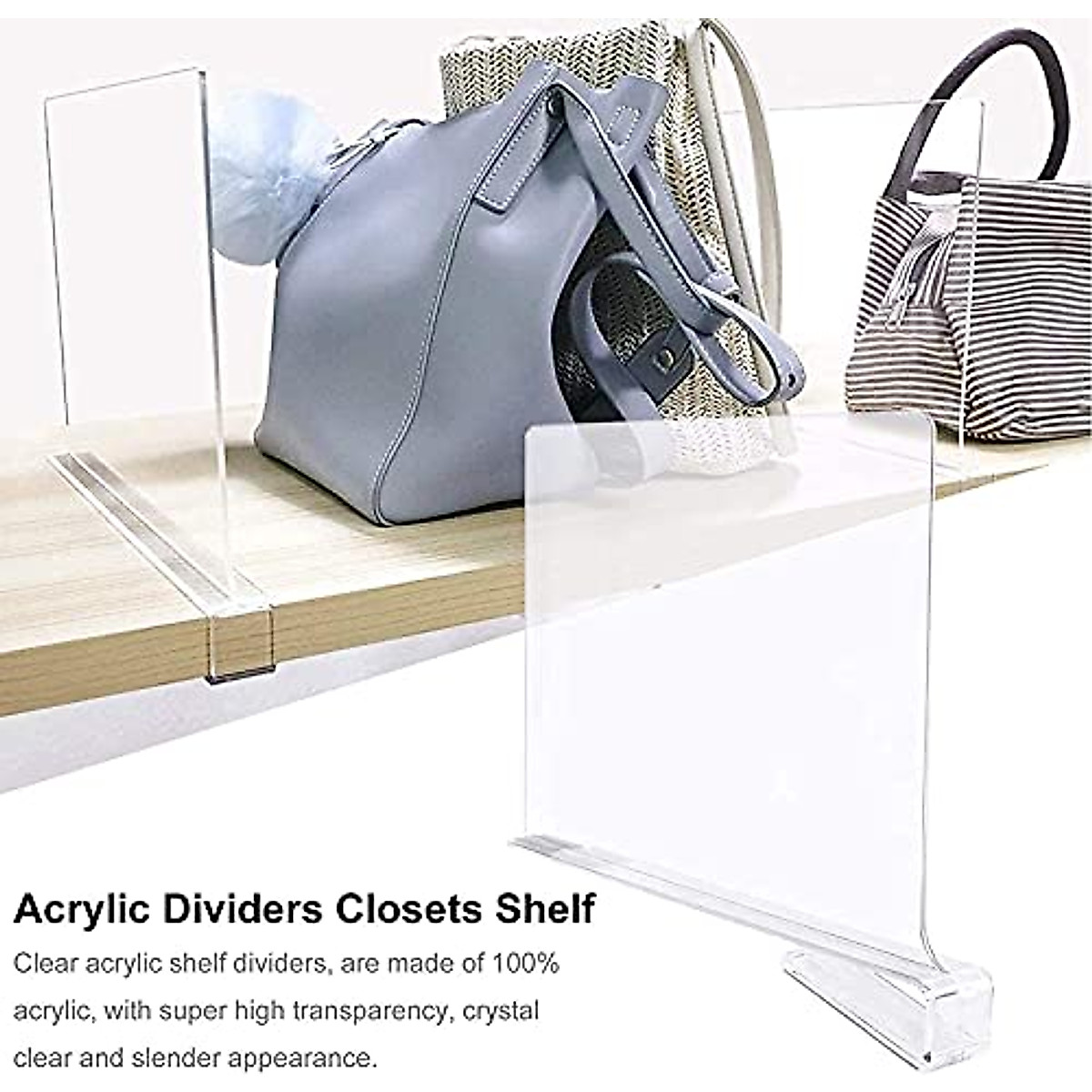 NEXT LEVEL ITEM Acrylic Shelf Dividers, Shelf dividers for Closets with Wooden Shelves, Shelf dividers, Clear Shelf Divider, Shelf dividers for Closet Organization, Closet Shelf Divider– Pack of 4