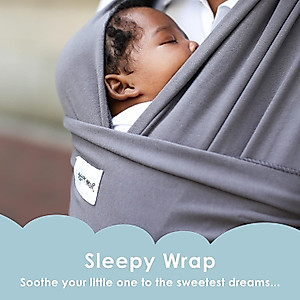 Sleepy Wrap Baby Carrier Newborn to Toddler - Hands-Free Baby Carrier Wrap - Stretchy Baby Wrap - Ergonomic Baby Wraps Carrier - Lightweight Baby Carrier Sling - Baby Body Carrier 7-35 lbs (Dark Gray)