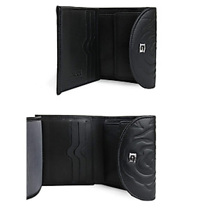 GIUDI Women`s Wallet Small Floral Print Leather Black