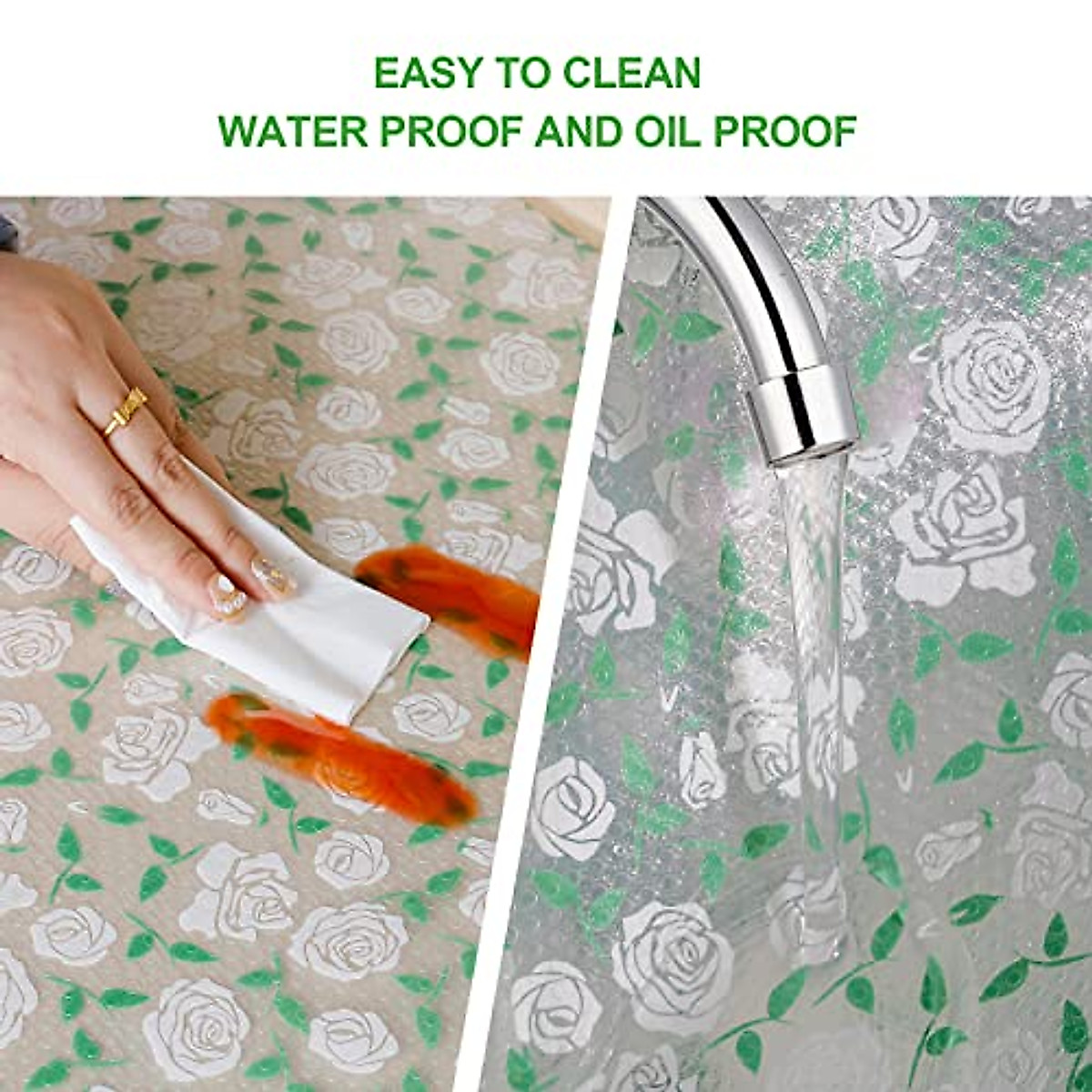 INNOLITES Drawer and Shelf Liner, Non Adhesive Waterproof Kitchen Cabinet Liner, Non Slip EVA Shelf Liner for Kitchen Cabinet, Drawers, Shelves, Pantry, Dresser, 17.5" × 196.8" White