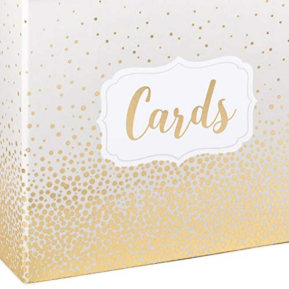 Hallmark 10" Elegant Card Receiving Box (Pearl and Gold Dots) for Weddings, Graduations, Retirements, Birthdays, Open Houses, Anniversaries