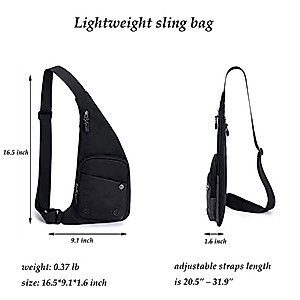 Sling Bag Fashion Crossbody Personal Pocket Bag Sport Chest Backpack Anti-Thief Slim Shoulder Bag Casual Daypack for Men Women Travel Outdoor. (Black)