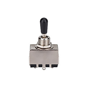 Guitar 3 Way Toggle Switch, Metal Enclosed 3 Way Selector Switch with Black Brass Tip Knob Replacement Part for Style Electric Guitar