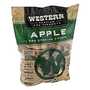 Western BBQ 28084 549 cu in. Premium Apple Wood BBQ Charcoal Propane Pellet Grill/Smoker Cooking Chunks Chips (2 Pack)