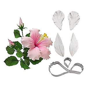 AK ART KITCHENWARE Sugarpaste Flower Craft Tools Silicone Veiner Molds and Fondant Cutters Set Cake Decorations Bakery Tools (Hibiscus)