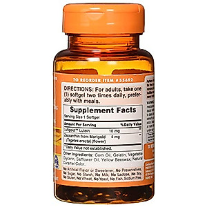 Puritans Pride Zeaxanthin 4mg with Lutein 10mg, Supports Healthy Eyes and Vision*, 60 ct