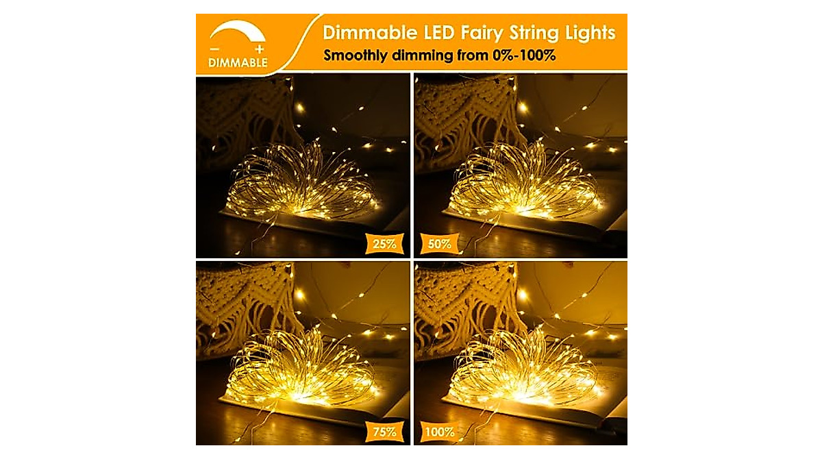Mlambert 33FT Fairy String Lights - Dimmable & Remote Control