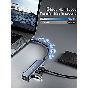 USB C HUB, DockteckExpand USB-C Multiport Adapter 5 in 1 with 4K HDMI, 100W Power Delivery, 3 USB 3.0 Data Ports for MacBook Pro/Air, iPad Pro/Air/Mini 6 and More