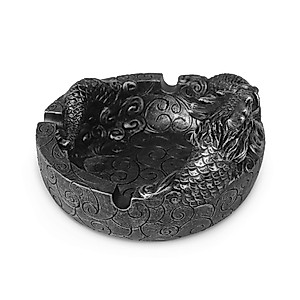 World of Wonders Clouds of Smoke Chinese Dragon Ashtray | Cigarette Tobacco Accessories | Smoking Novelty Figurine | Medieval Home Decor Resin Dish - 4.75"