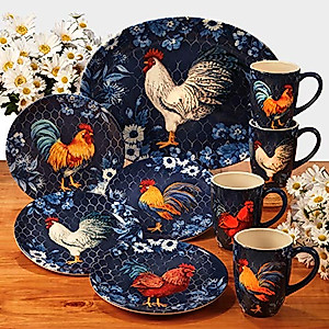 Certified International Indigo Rooster 9" Soup/Cereal Bowls, Set of 4, Multicolor