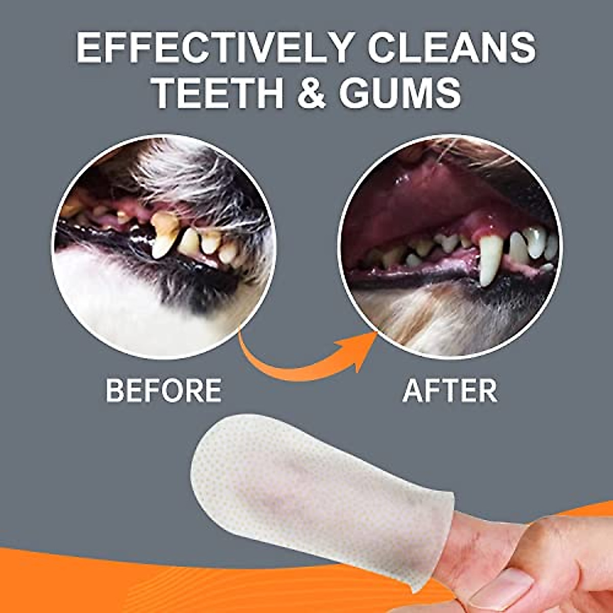 yadee Dog Teeth Cleaning Finger Wipes, 100Pcs Dog Dental Care Wipes for Cats and Dogs, Pet Oral Cleansing Presoaked Teeth Wipes, Freshen Breath, Reduce Plaque & Tartar, No Brushing