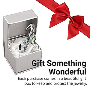 Shop LC Abalone Shell Dragonfly Cuff Bracelet in Stainless Steel - Genuine Handmade Abalone Boho Jewelry for Women - Natural Abalone Bali Bangle - 7.5" Costume Jewelry for Women Birthday Gifts for