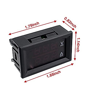 Digital Voltmeter and Ammeter 100V 10A, Volt Meter Led Display 3 bits Red and Blue, Voltage and Current Monitor of The Electronic Circuit, Measure Instrument