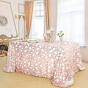 B-COOL Sequin Tablecloth Rose Gold Table Decorative Tablecloth Luxurious Vine Sparkly Tablecloth Ultimate Glam Inspired Wedding Graduation Event 90x156inches