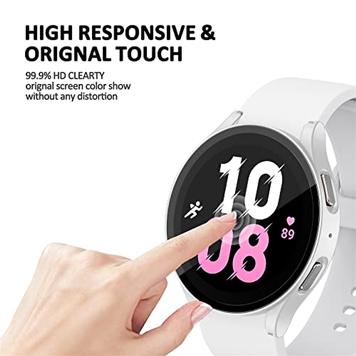 Hard PC Case for Samsung Galaxy Watch 5 Screen Protector 40mm 44mm,with Tempered Glass Built in Cover for Samsung Galaxy Watch 4 40 mm 44 mm Protective Case Face Cover Bumper Accessories [4 Pack]