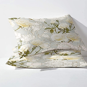 THYUNQ Floral Sheets for California King Size Bed, Botanical Flower Pattern Bedding Sheets & Pillowcases 4 Piece, Soft Microfiber Printed Sheet Set with 14 Inch Deep Pocket Fitted Sheet