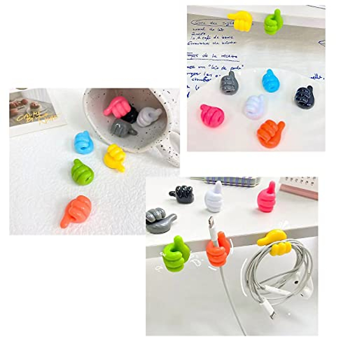 Manmao 20Pcs Creative Silicone Thumb Wall Hook - Multifunction Adhesive Cable Clip ,Self Adhesive Thumb Cable Organizer Clips Key Hanger
