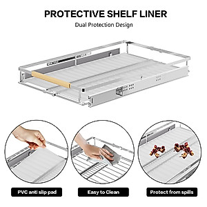 Slideep Expandable Slide Out Drawer, Large Pull Out Cabinet Organizer Pantry Shelves Storage Basket for Kitchen, Under Sink, Wardrobe, Chrome