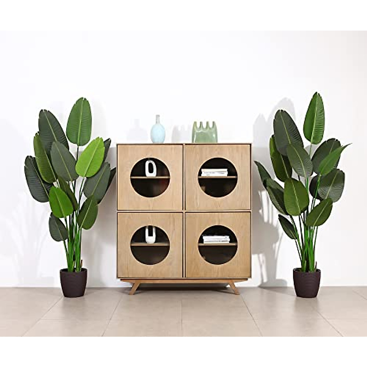 Fopamtri Artificial Bird of Paradise Plant 6 Feet Fake Palm Tree with 13 Trunks Faux Tree for Indoor Outdoor Modern Decoration Feaux Plants in Pot for Home Office Perfect Housewarming Gift,2 Pack