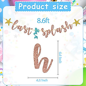 Halodete Last Splash Banner, Mermaid Theme Bridal Shower, Wedding Bachelorette Party Garland Bunting Decorations - Rose Gold Glitter