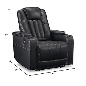 Signature Design by Ashley Center Point Urban Faux Leather Tufted Zero Wall Recliner, Black