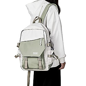 Cute School Backpack for Teen Girls,Water Resistant Women Bookbag with Laptop Compartment for Boys Girls Small Travel School Bag for Elementary Middle High School College Student Backpack,Light Green