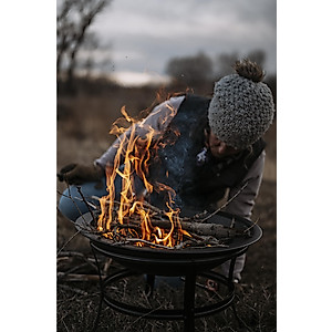 Gas One 22 in Outdoor– Wood Burning Fire Pit with Mesh Lid and Fire Picker – Durable Alloy Steel Fire Pits for Outside – Small Fire Pit for Backyard, Porch, Deck, Camping, BBQ