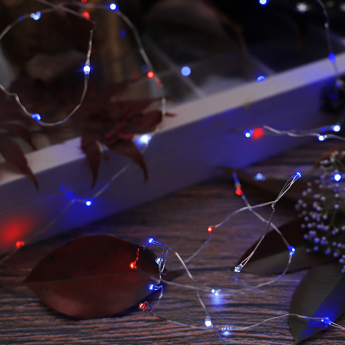 MIYA LIFE Independence String Lights 10FT & 40LEDs & Patriotic Decorations | Battery Powered & Timer Remote (Rice Lights)