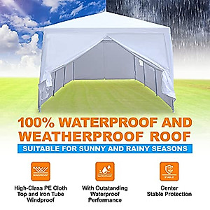 SereneLife SLTET30 Party Commercial Instant Shelter with 4 walls-Waterproof Tent with 8 Sand Bags, One size, White