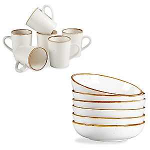 ONEMORE Pasta Bowls 30 oz and Coffee Mugs Bundle