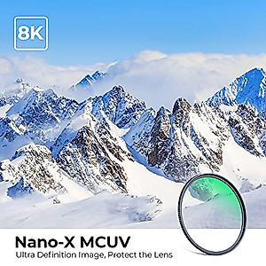 K&F Concept 62mm MC UV Protection Filter with 28 Multi-Layer Coatings HD/Hydrophobic/Scratch Resistant Ultra-Slim UV Filter for 62mm Camera Lens (Nano-X Series)