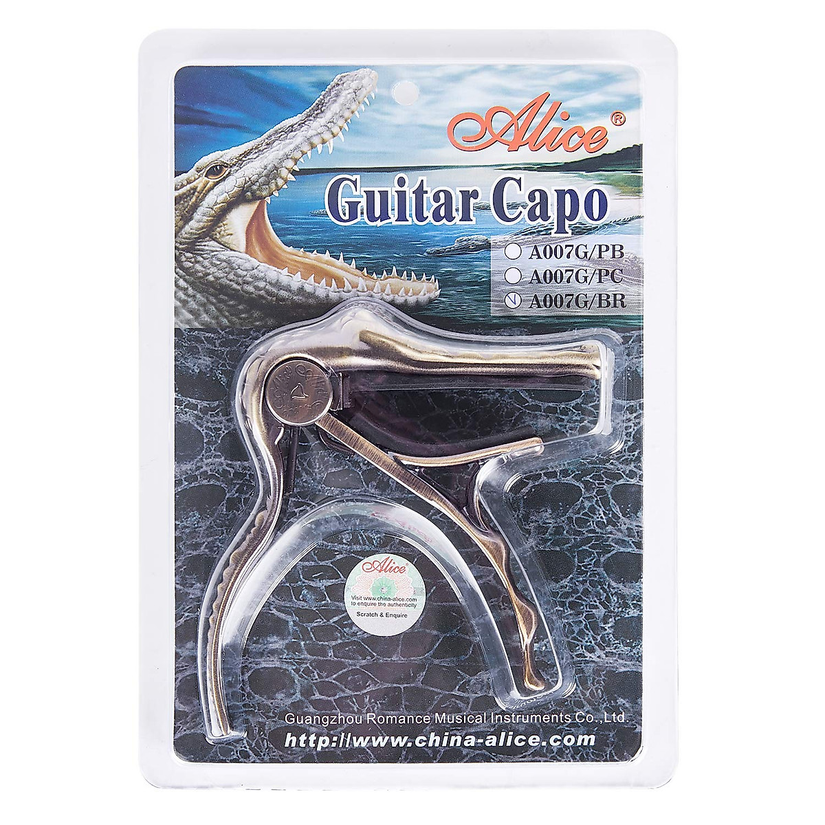 Alice A007G/BR Aluminum Alloy Bronze Alligator Shape Acoustic Guitar Capo