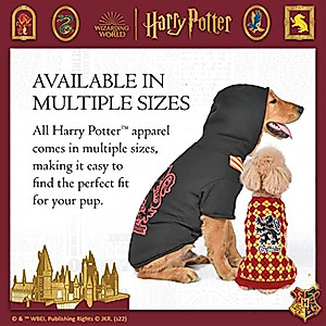 Harry Potter Gryffindor Pet Hoodie with Faux Scarf - Small | Pet Apparel and Accessories for Dogs| Dog Pullover Hoodie for Hogwarts Houses, Gryffindor Clothing for Dogs,Black