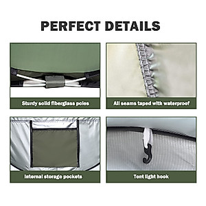 RealPero Instant Pop Up Tent, Automatic Easy Setup Outdoor Waterproof Windproof Family Tent, Upgraded 2 Doors Vestibule Sun Shelter for 2/3 People Outdoor Camping,Travelling,Hiking, Beach,Green