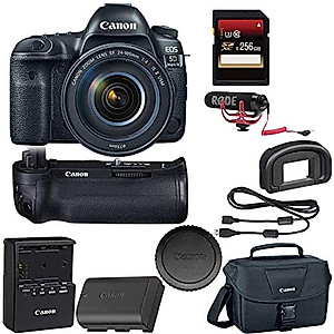 Canon EOS 5D Mark IV DSLR Camera with 24-105mm f/4L II Lens + Canon BGE20 Grip + 256GB SDXC Card + Rode VideoMic GO + More (Renewed)