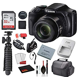Canon PowerShot SX540 HS Digital Camera (1067C001) with Accessory Bundle Package SanDisk 32gb SD Card + Deluxe Cleaning Kit + 12" Tripod + More (Renewed)