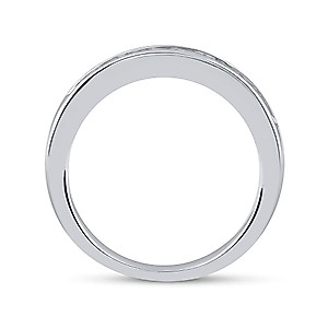 Sonia Jewels Size - 7.5-14k White Gold Princess Cut Channel Set Eleven Diamond Ladies Womens 11 Stone Wedding or Anniversary 3mm Ring Band (1/2 cttw)