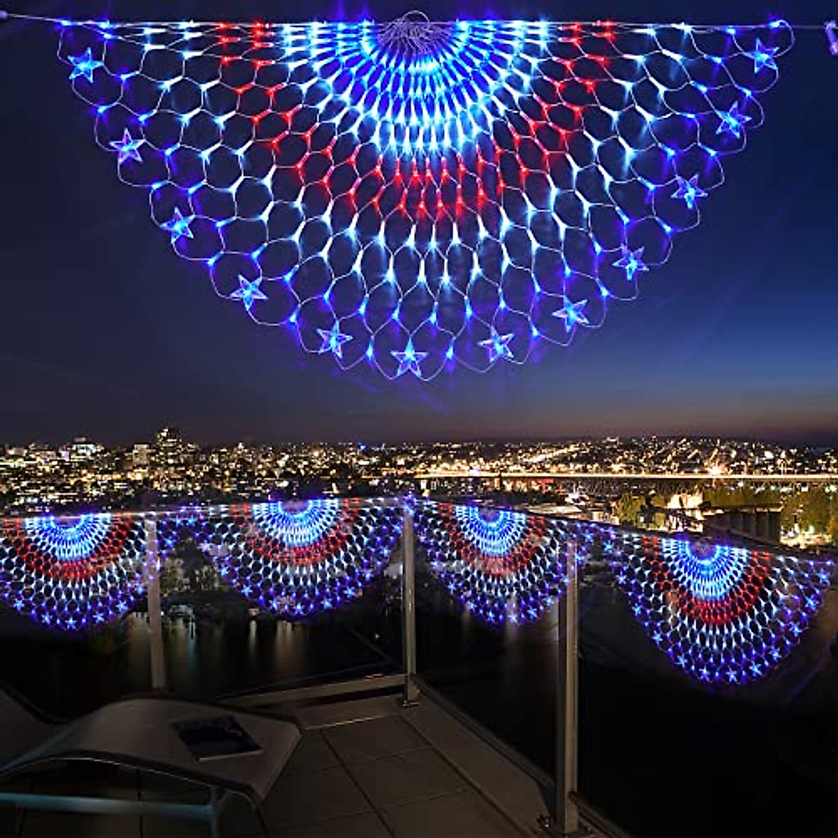 FAMILy LED American Christmas Lights Pleated American Flag Lights 4 x 2 Feet Patriot Decorations Holiday, Garden, Indoor and Outdoor Waterproof Flag Lights （1Pack）