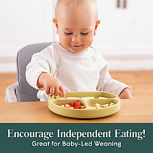 Simka Rose Baby Suction Plates for Baby & Toddler Plates Silicone Plate Baby Baby Dishes- BPA Free Silicone Divided Design Microwave & Dishwasher Safe - Baby Led Weaning Supplies Utensils (Pack of 1)