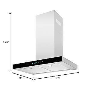Blue Ocean 30" RHKE3 Stainless Steel Wall Mount Kitchen Range Hood | 760 CFM | LED Lights | PRO PERFORMANCE | LED Touch Panel w/Digital Clock | Ducted/Ductless Convertible Duct