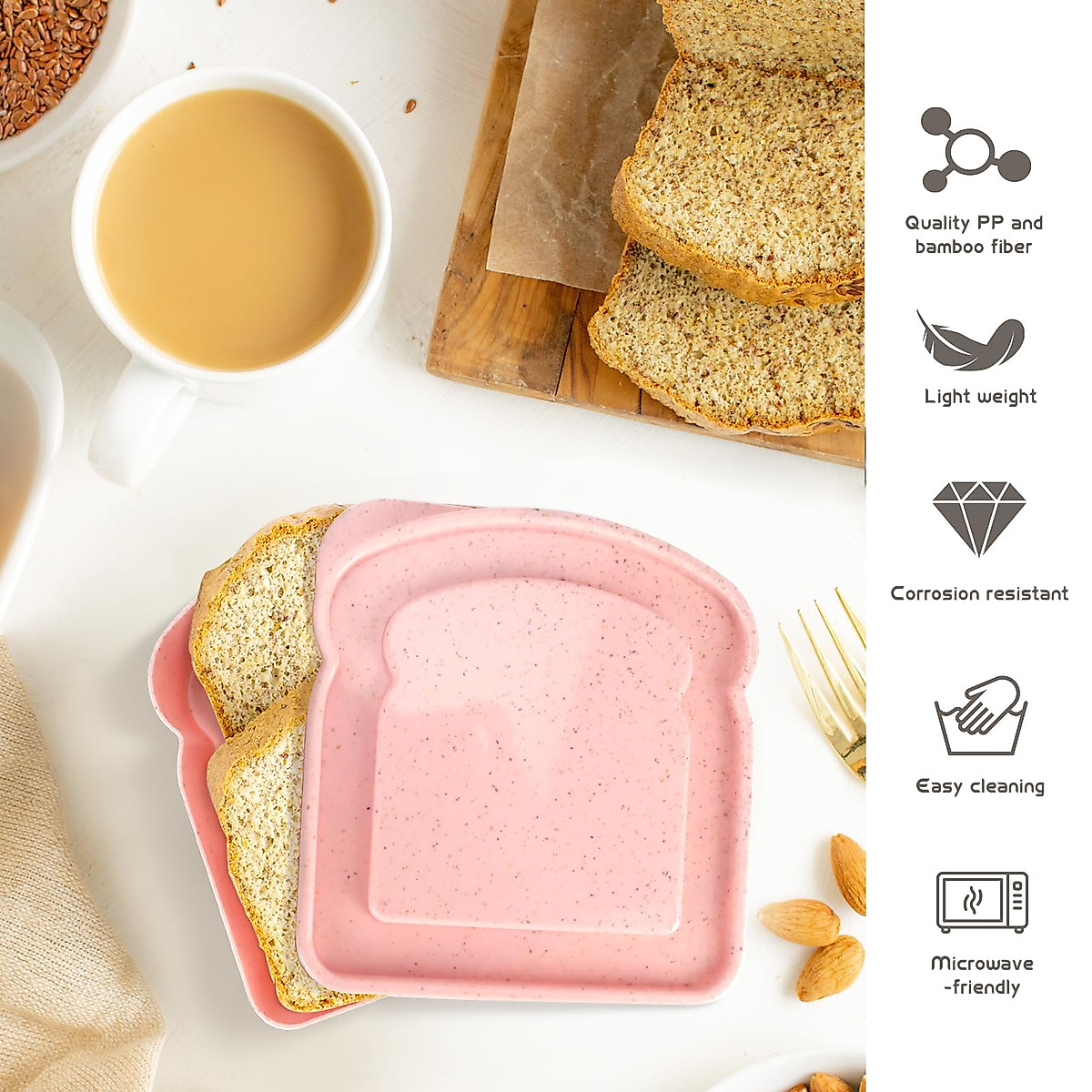 GothaBach 4 PCS Toast Shape Sandwich Box, 14Oz Sliced Toast box， Toast Fresh-keeping Container, Sandwich Containers for lunch boxes-Allow Microwave Heating and Frozen Preservation
