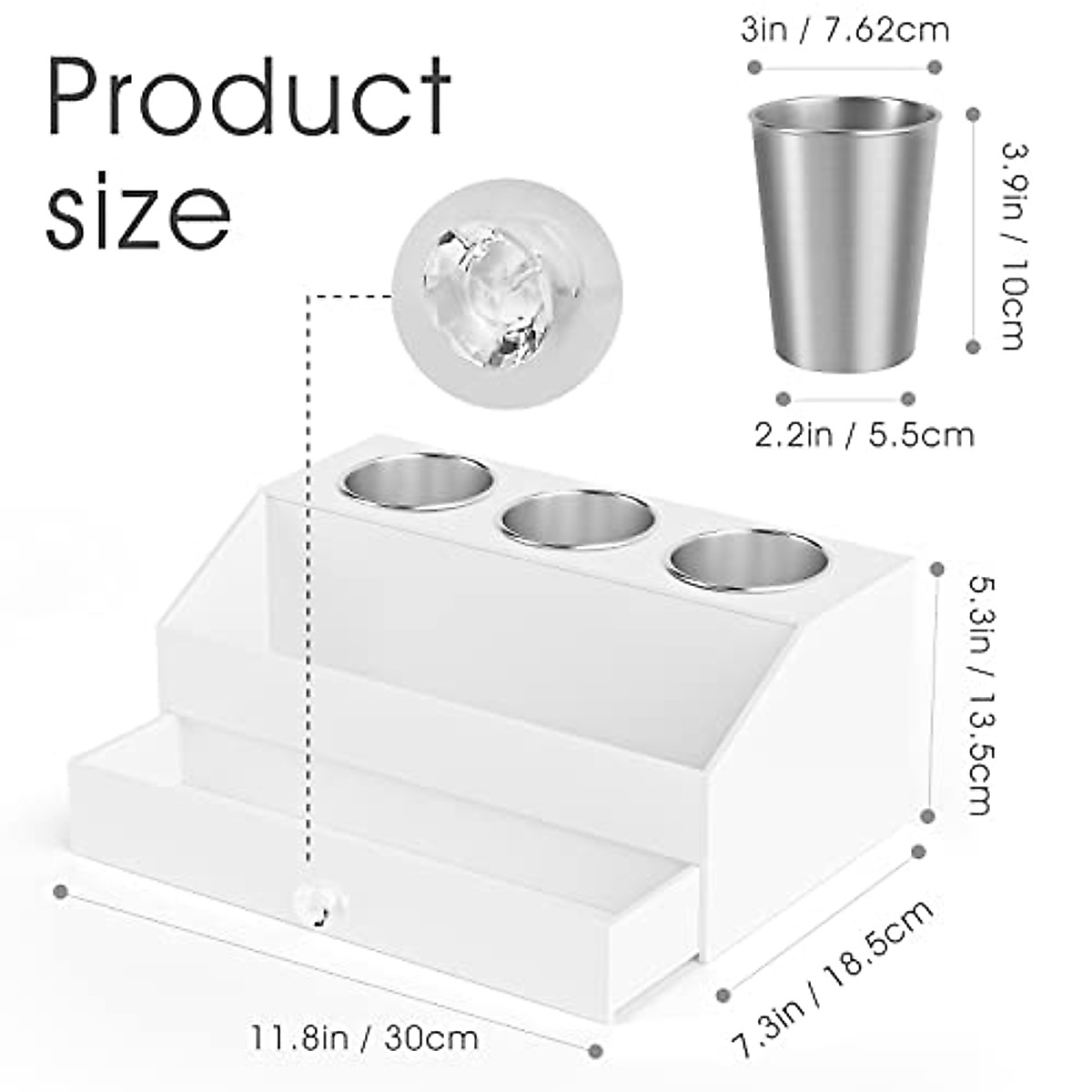 Cokokert Hair Tool Organizer,Acrylic Hair Dryer and Hair Styling Tools Organizer,Hot Tool Holder,Bathroom Countertop Organizer Storage for Blow Dryer/Curling Iron/Hair Straightener/Hair Brush…