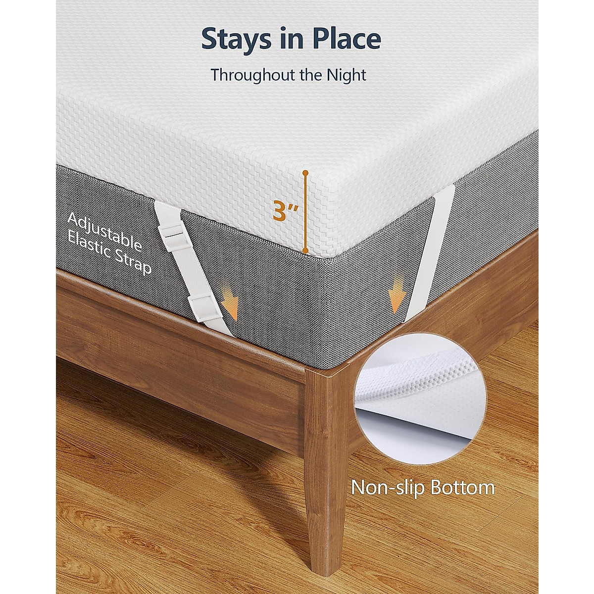 3 Inch Gel Memory Foam Mattress Topper Queen, Cooling Mattress Topper, Body Support & Pressure Relief, with Removable Soft Cover, CertiPUR-US Certified