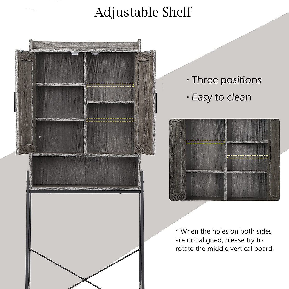Over The Toilet Storage Cabinet, Bathroom Organizer Shelf, Toilet Storage Rack with 2 Curtained Doors for Bathroom Washroom
