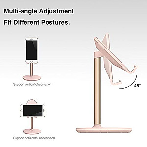 Bright Stone Phone Stand for Desk, Adjustable Tablet Stand Phone Holder for Desk, Compatible with 4"-12.9" Phones/Tablet/iPhone/iPad/Switch (Pink)