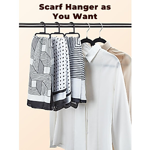 HOUSE DAY Tie Hanger Scarf Hanger 12 Pack, Scarf Holder Rack for Closet Accessories Organizer, Closet Organizers and Storage Scarf Organizer for Closet for Belt, Tie, Silk Scarf - Black