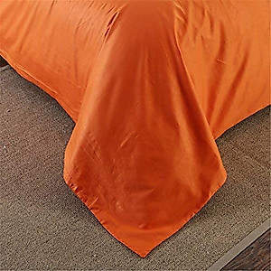 DREFEEL 100% Natural Cotton Duvet Cover Queen Size Vibrant Orange 3 Pcs Set (1 Duvet Cover, 2 Pillowcase) - Soft Comforter Cover Quilt Case - Solid Bedding